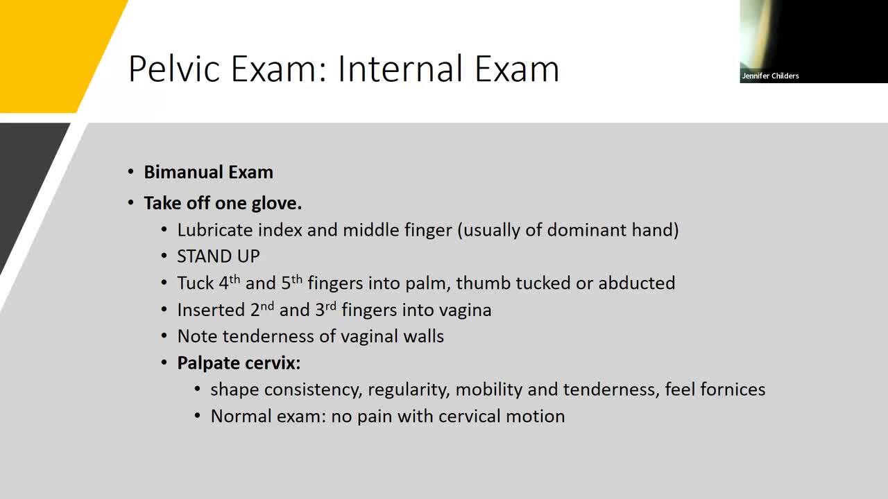 PA 522 - Physical Diagnosis III - Lecture - Female pelvic exam ...