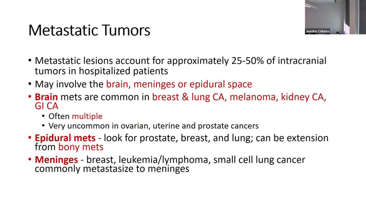PA 511 - Pathophysiology II-Lecture - CNS Tumors - February 13, 2024 ...
